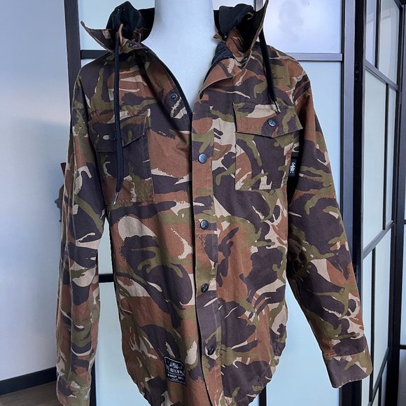 Saga | Jackets & Coats | Womens Saga Snap Front Camo Jacket With Hood ...